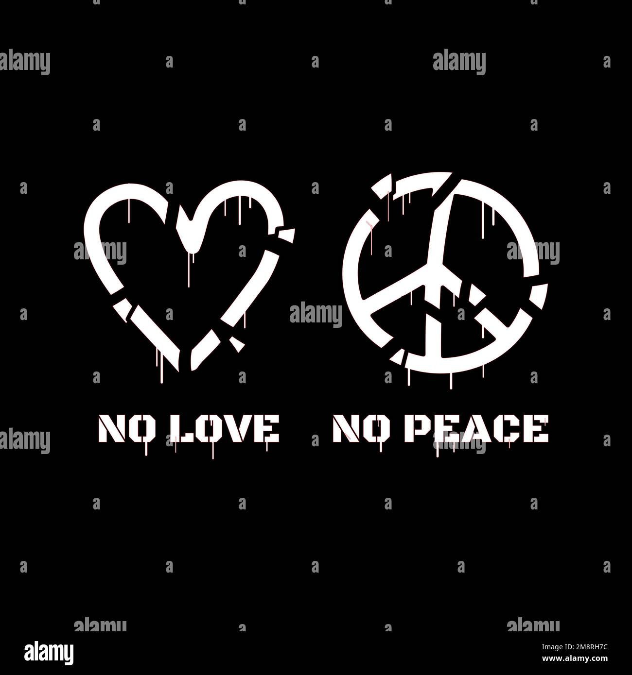 No love,no peace quote t-shirt print.Vector cartoon character ...