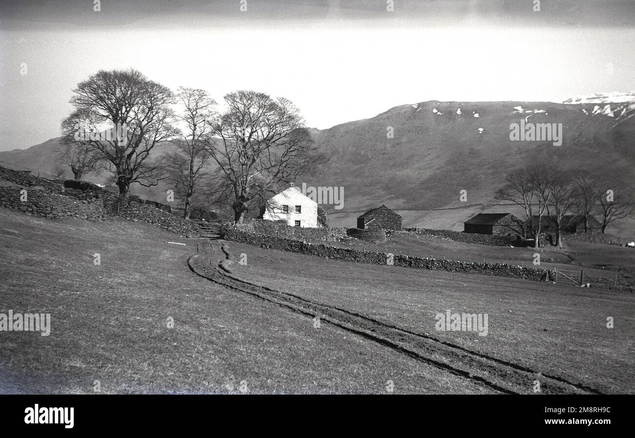 1951, historical, a view of a farm in Bannerdale in the Lake District ...