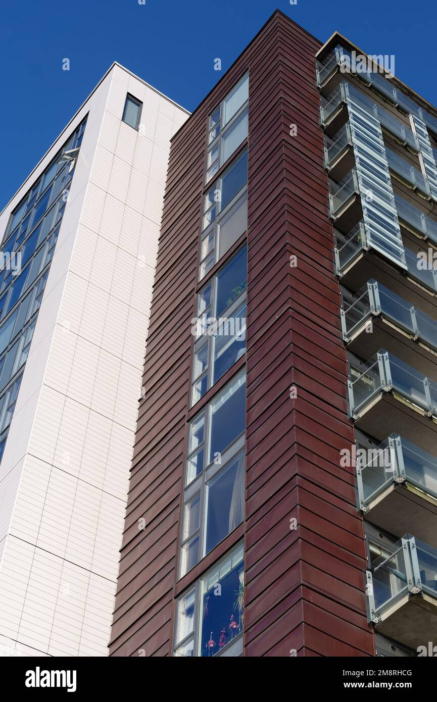 High rise residential building of flats with cladding being replaced ...