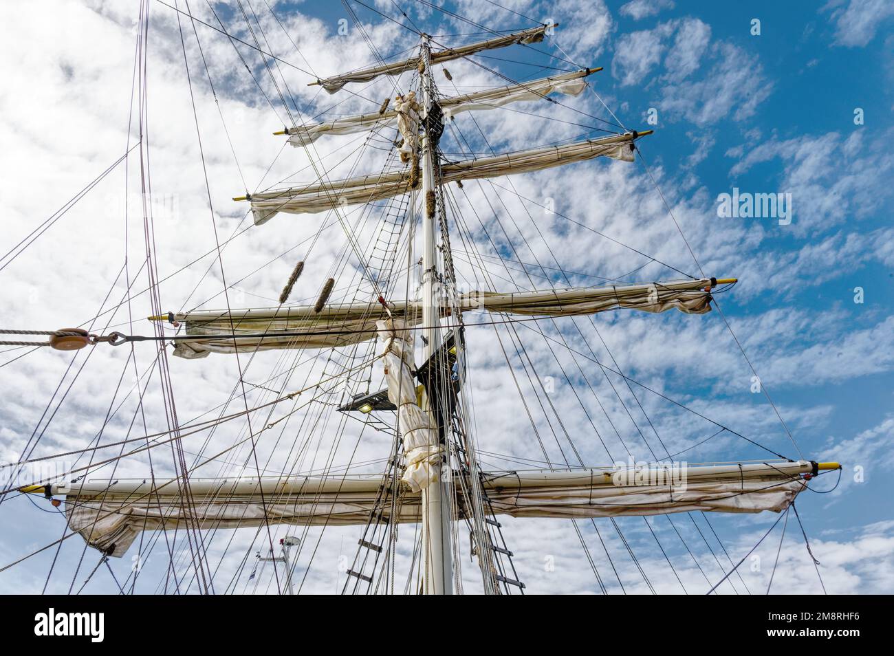 Mast close up view of mask of a tall ship Stock Photo - Alamy