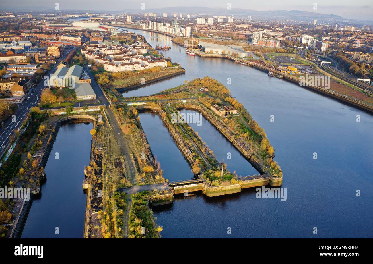 Dry docks now redundant and wetlands area on the River Clyde Stock ...