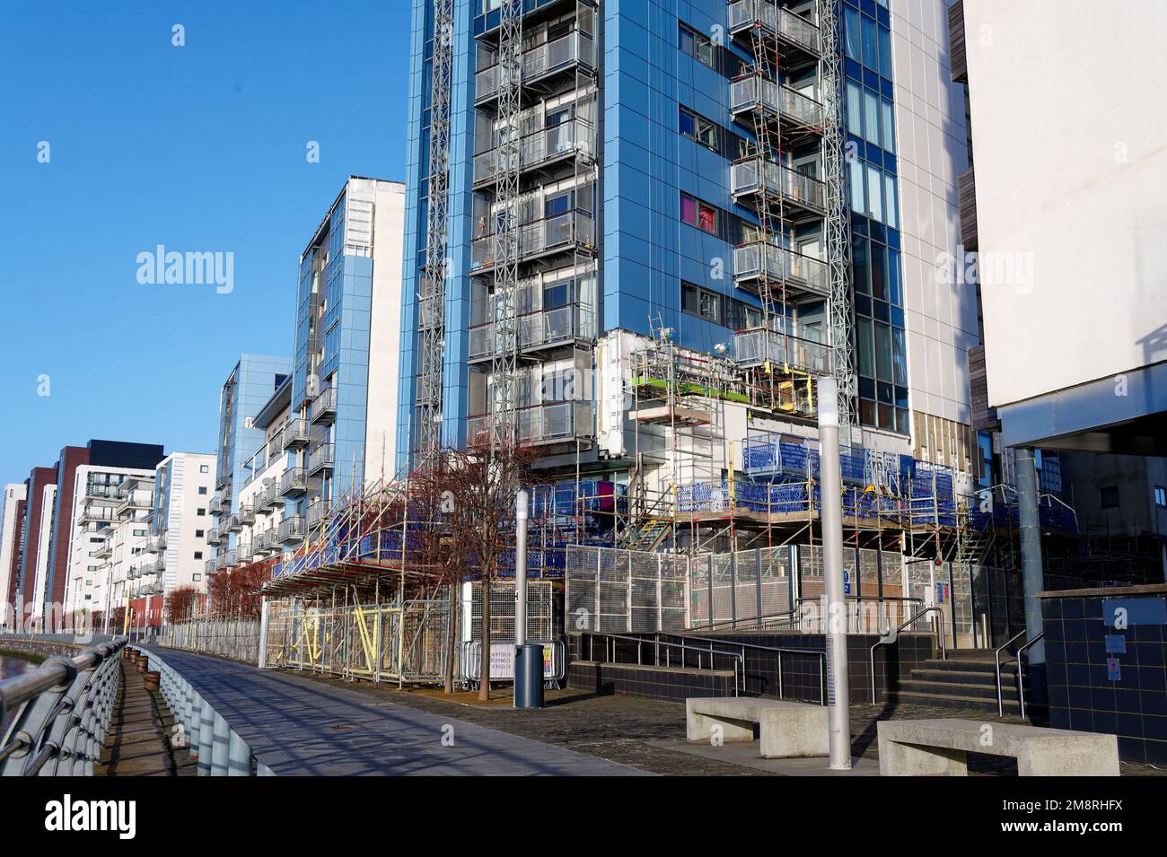High rise residential building of flats with cladding being replaced ...