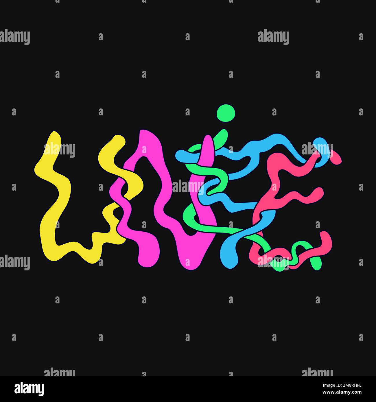 Unite word,trippy psychedelic style letters.Vector hand drawn doodle ...