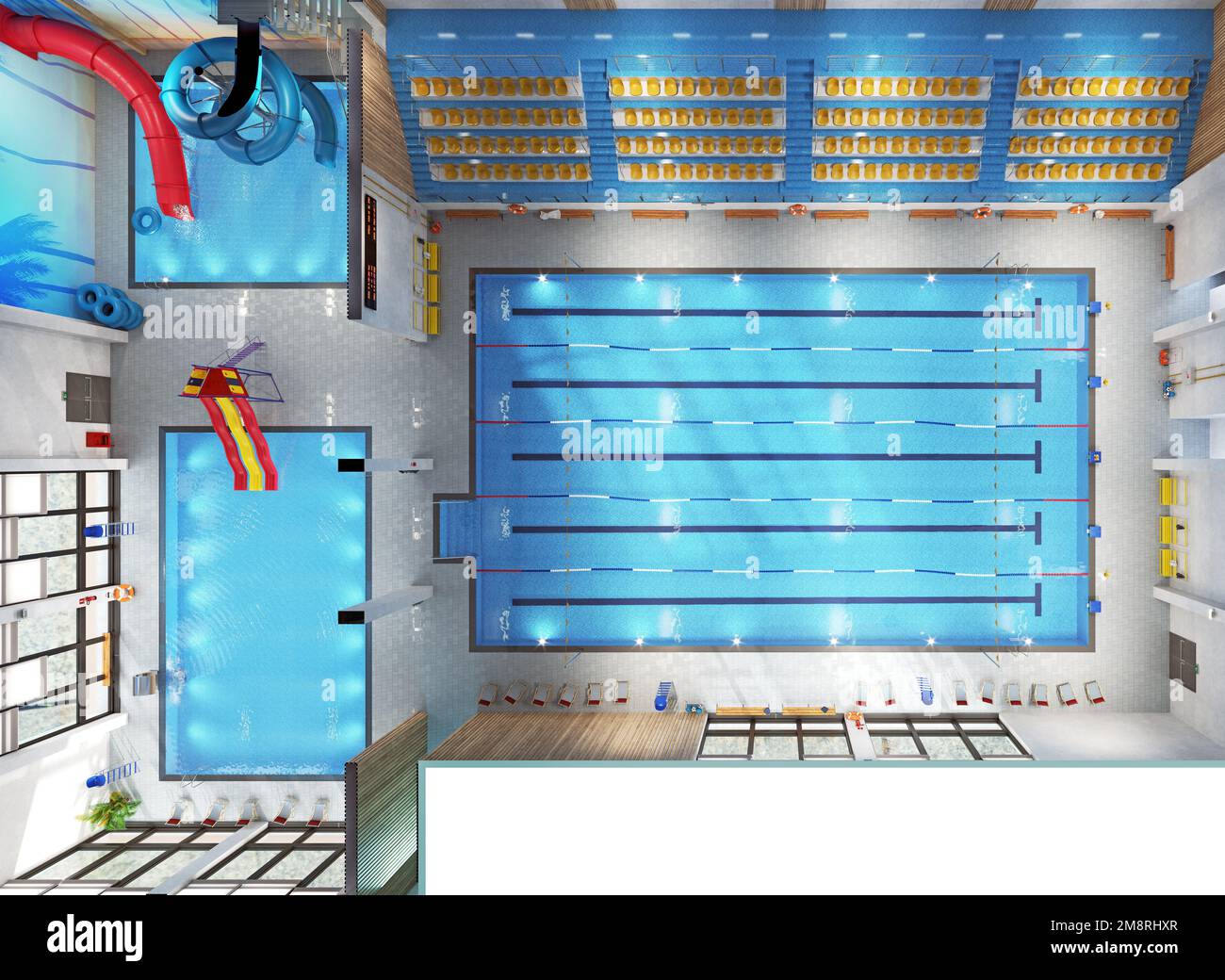 Swimming pool view above. 3d illustration Stock Photo - Alamy