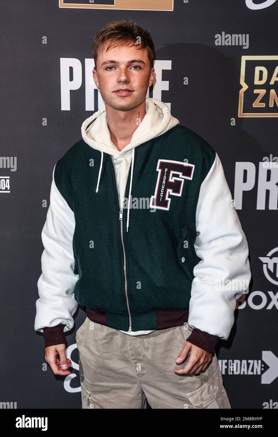 London, UK. 14th Jan, 2023. HRVY seen attending the KSI vs FaZe ...