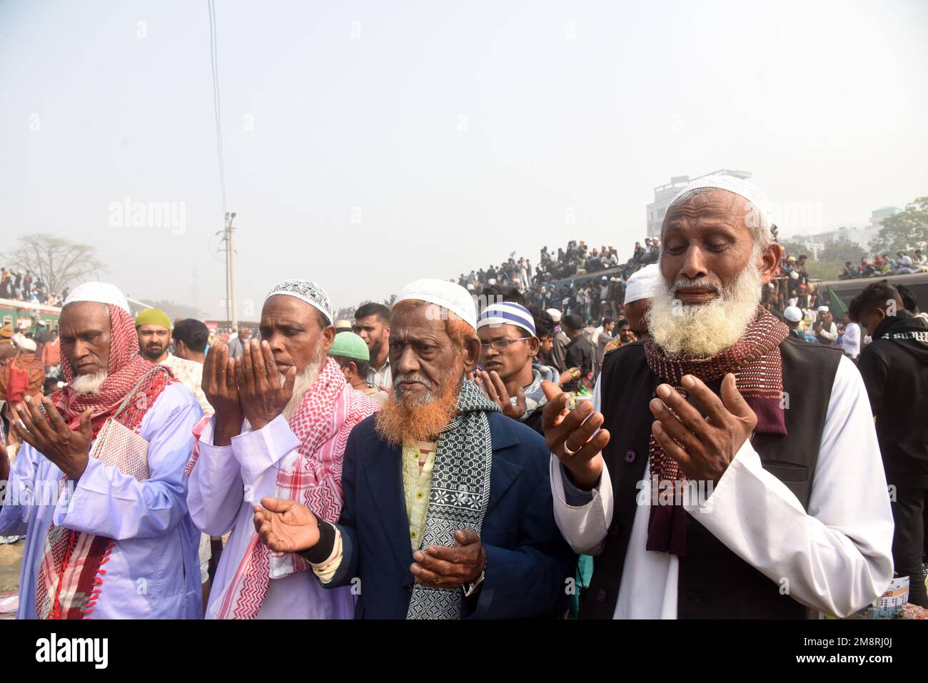 Muslim devotees take part in the Akheri Munajat or final prayers during ...