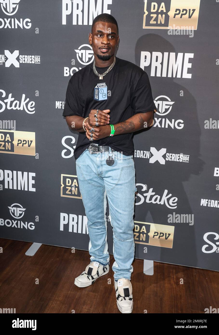 London, UK. 14th Jan, 2023. Dami Hope seen attending the KSI vs FaZe ...