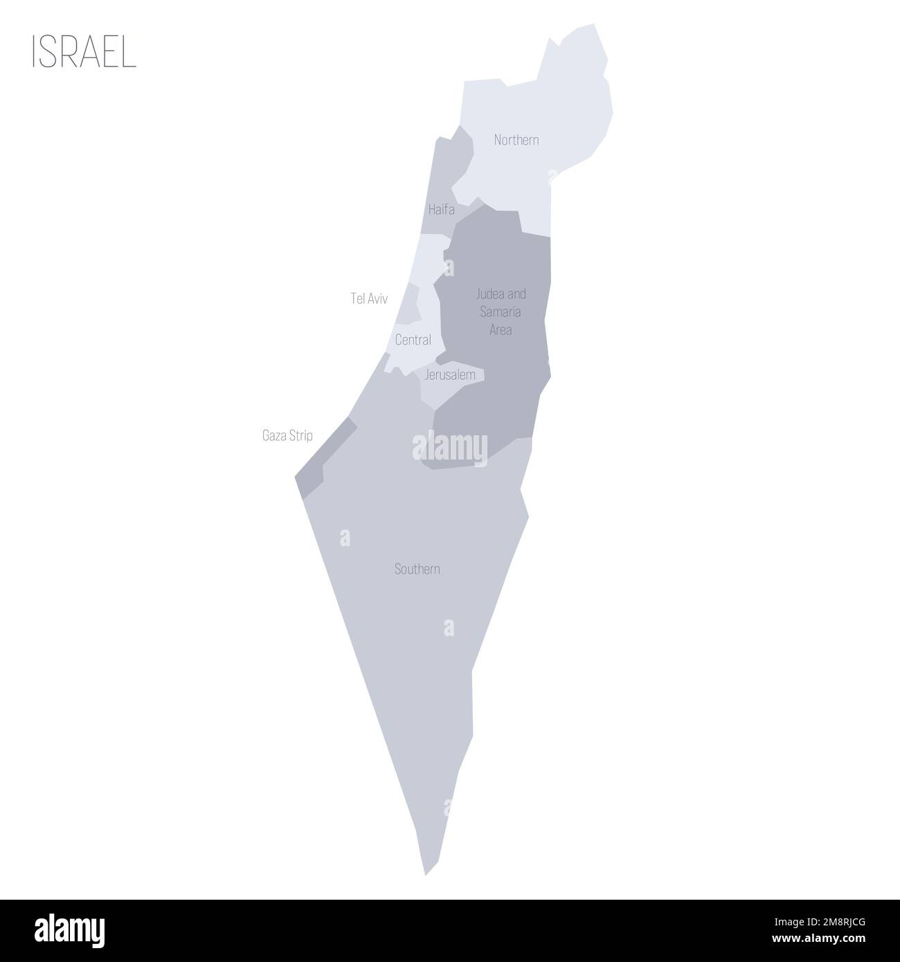 Israel political map of administrative divisions - districts, Gaza ...