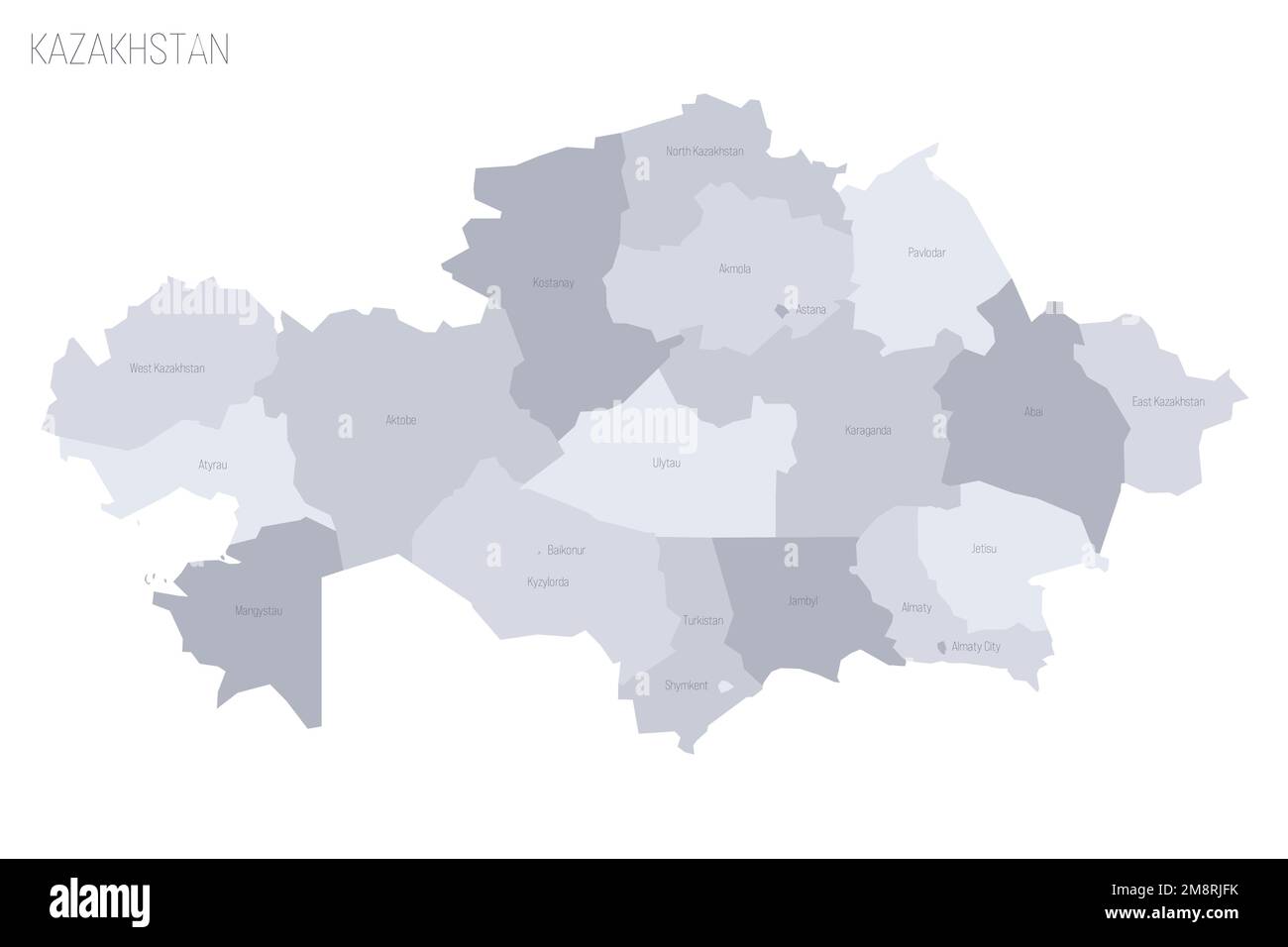 Kazakhstan political map of administrative divisions - regions and ...