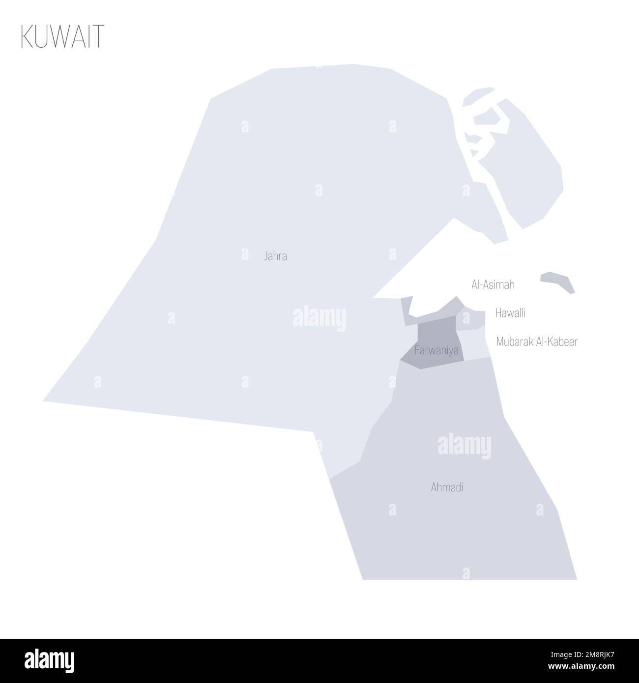 Kuwait political map of administrative divisions - governorates. Grey ...