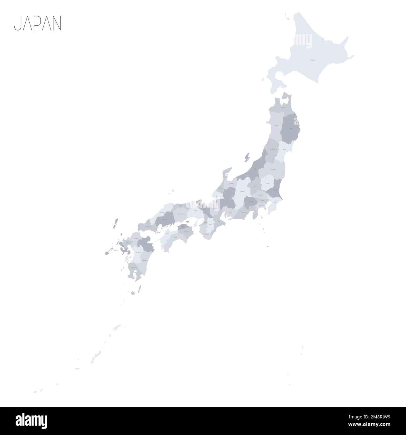 Japan political map of administrative divisions - prefectures ...