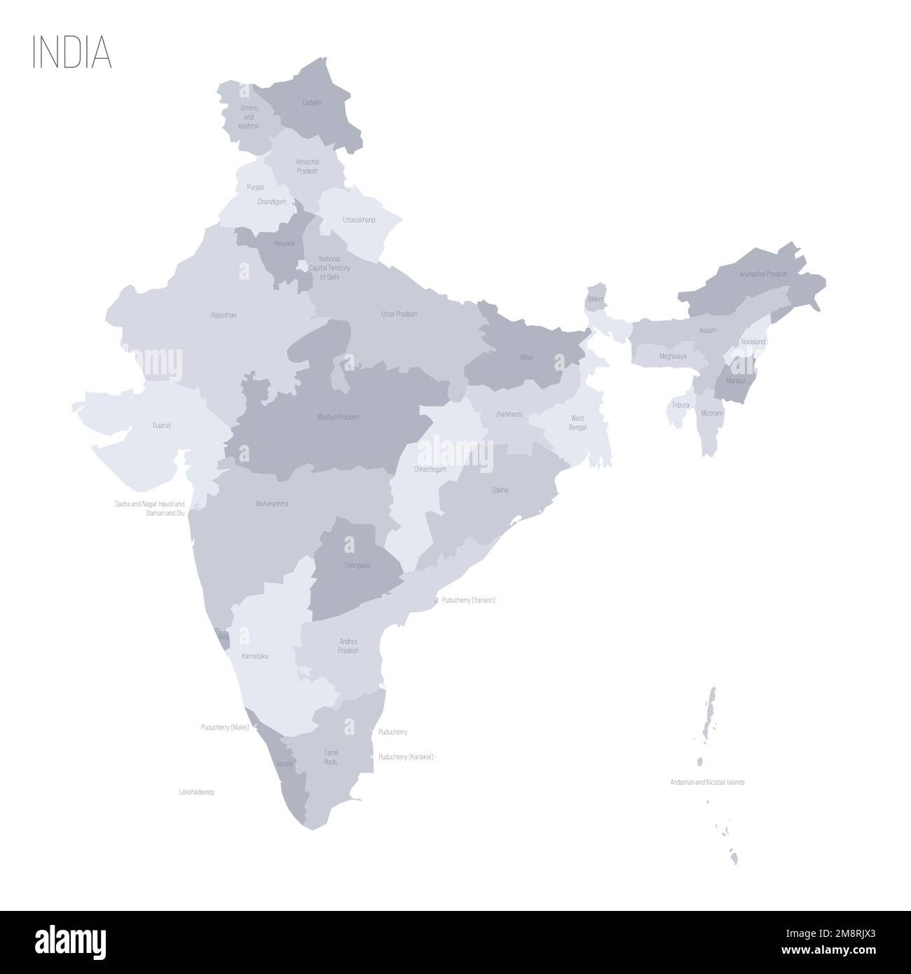 India political map of administrative divisions - states and union ...