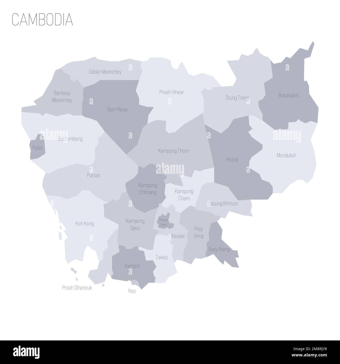 Cambodia political map of administrative divisions - provinces and ...