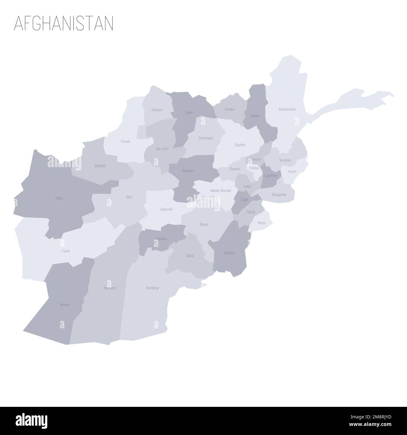 Afghanistan political map of administrative divisions - provinces. Grey ...