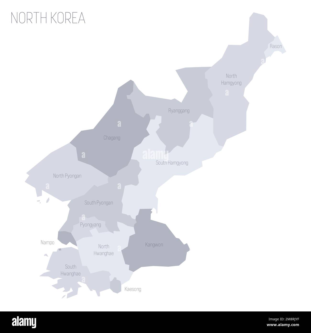 North Korea political map of administrative divisions - provinces. Grey ...