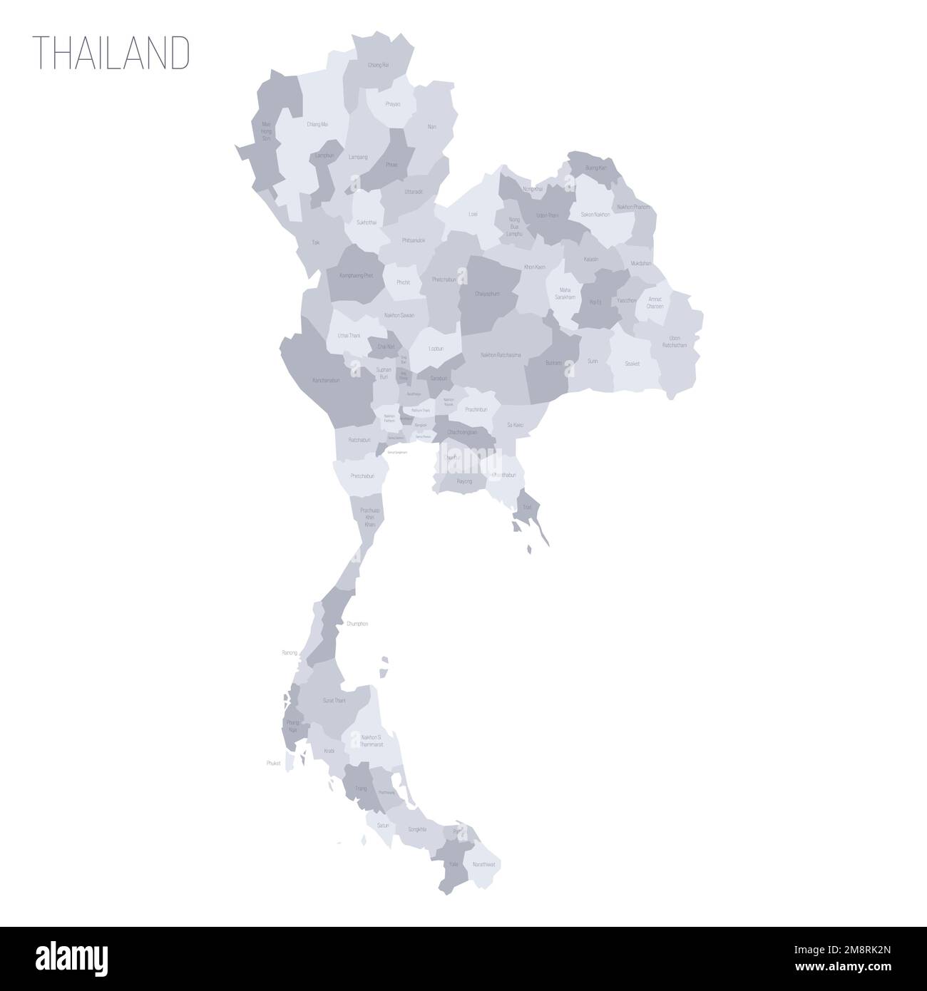 Thailand political map of administrative divisions - provinces. Grey ...