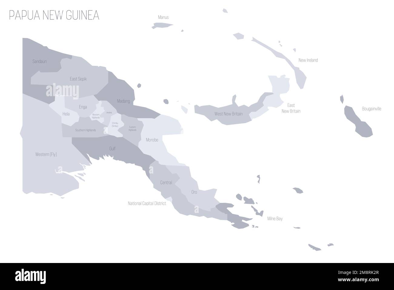 Papua New Guinea political map of administrative divisions - provinces ...