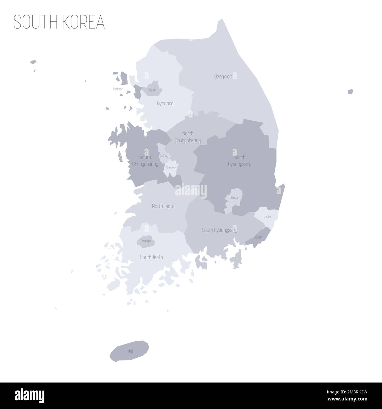 South Korea political map of administrative divisions - provinces ...