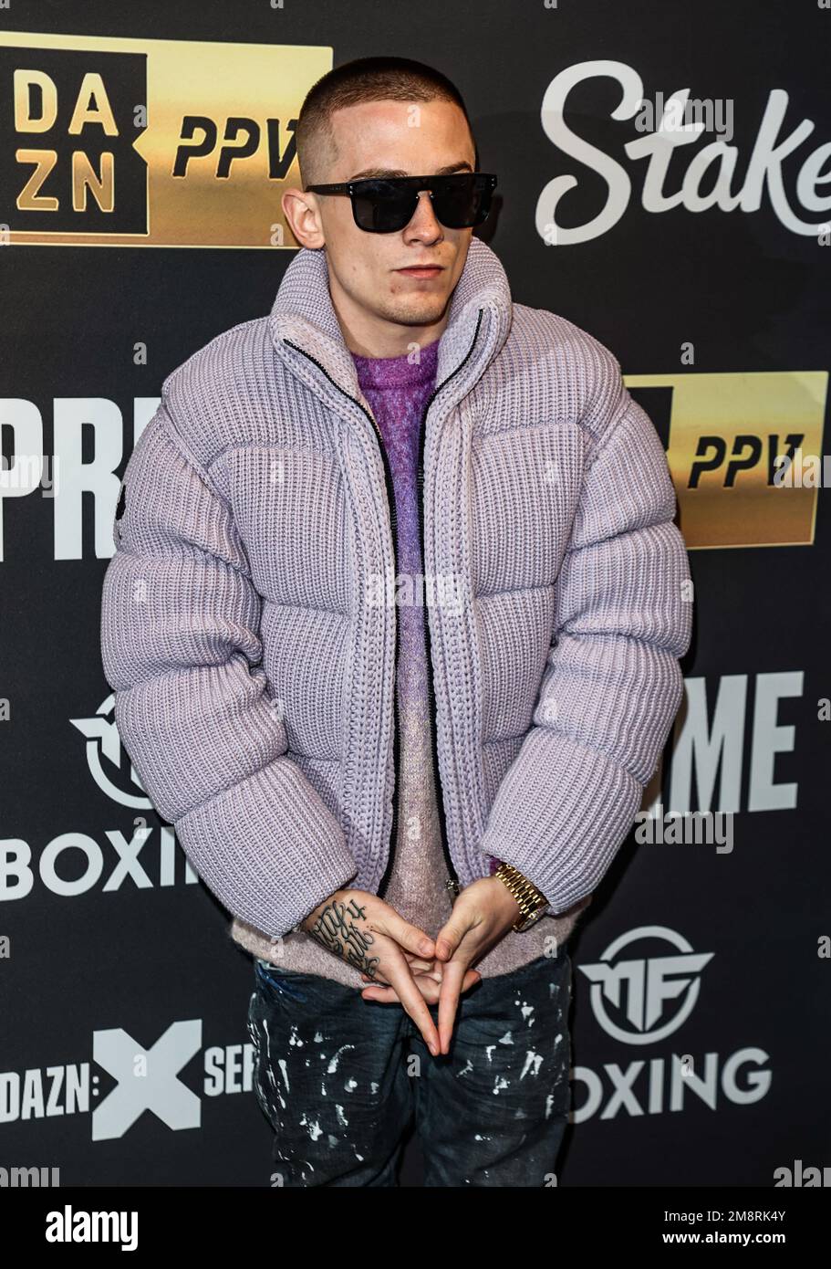 London, UK. 14th Jan, 2023. Ardee seen attending the KSI vs FaZe ...