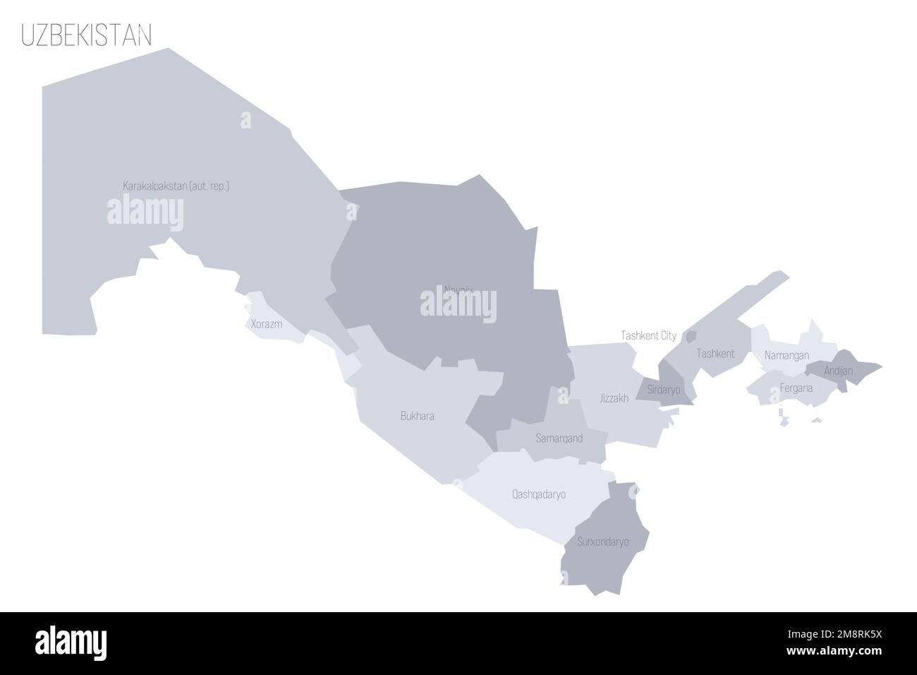 Uzbekistan political map of administrative divisions - regions ...