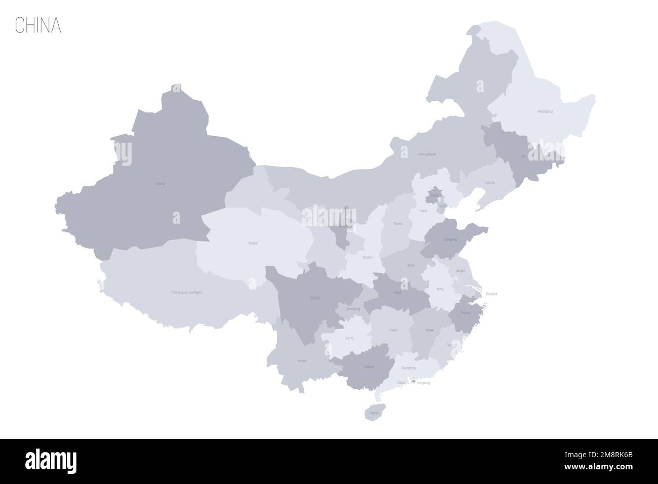 China political map of administrative divisions - provinces, autonomous ...