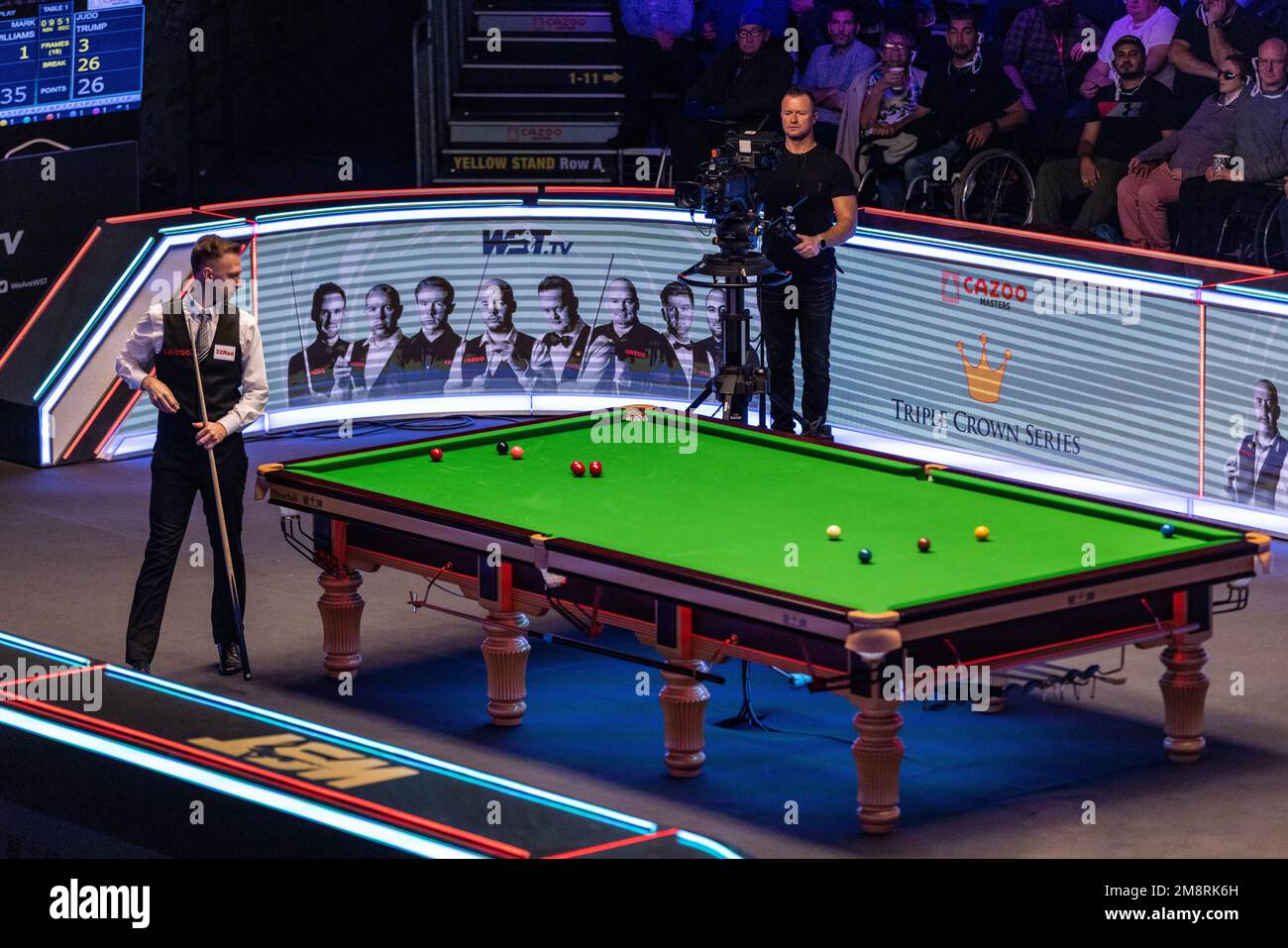 Judd Trump in action during day eight of the Cazoo Masters at Alexandra ...