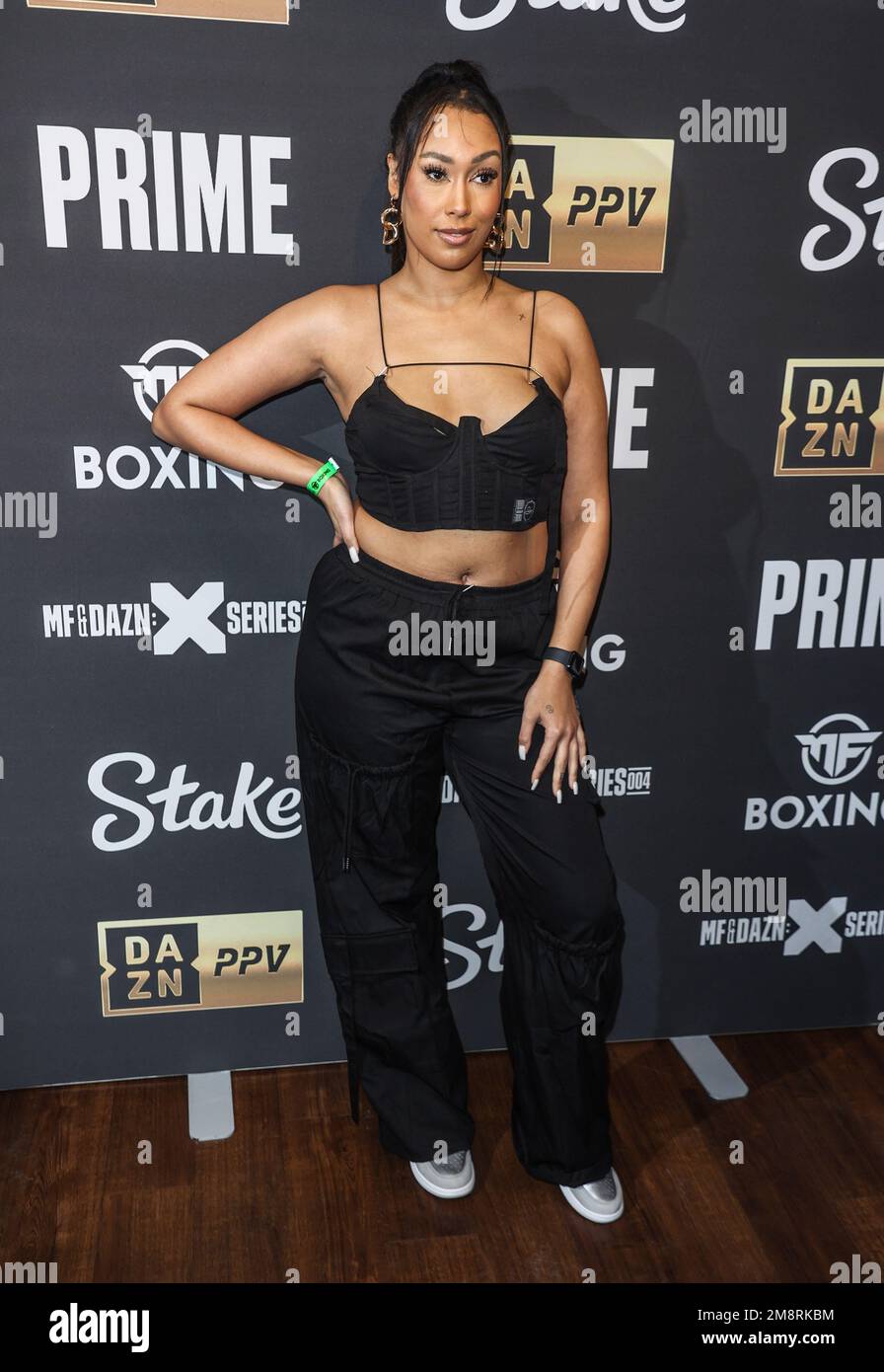 London, UK. 14th Jan, 2023. Snoochie Shy seen attending the KSI vs FaZe ...