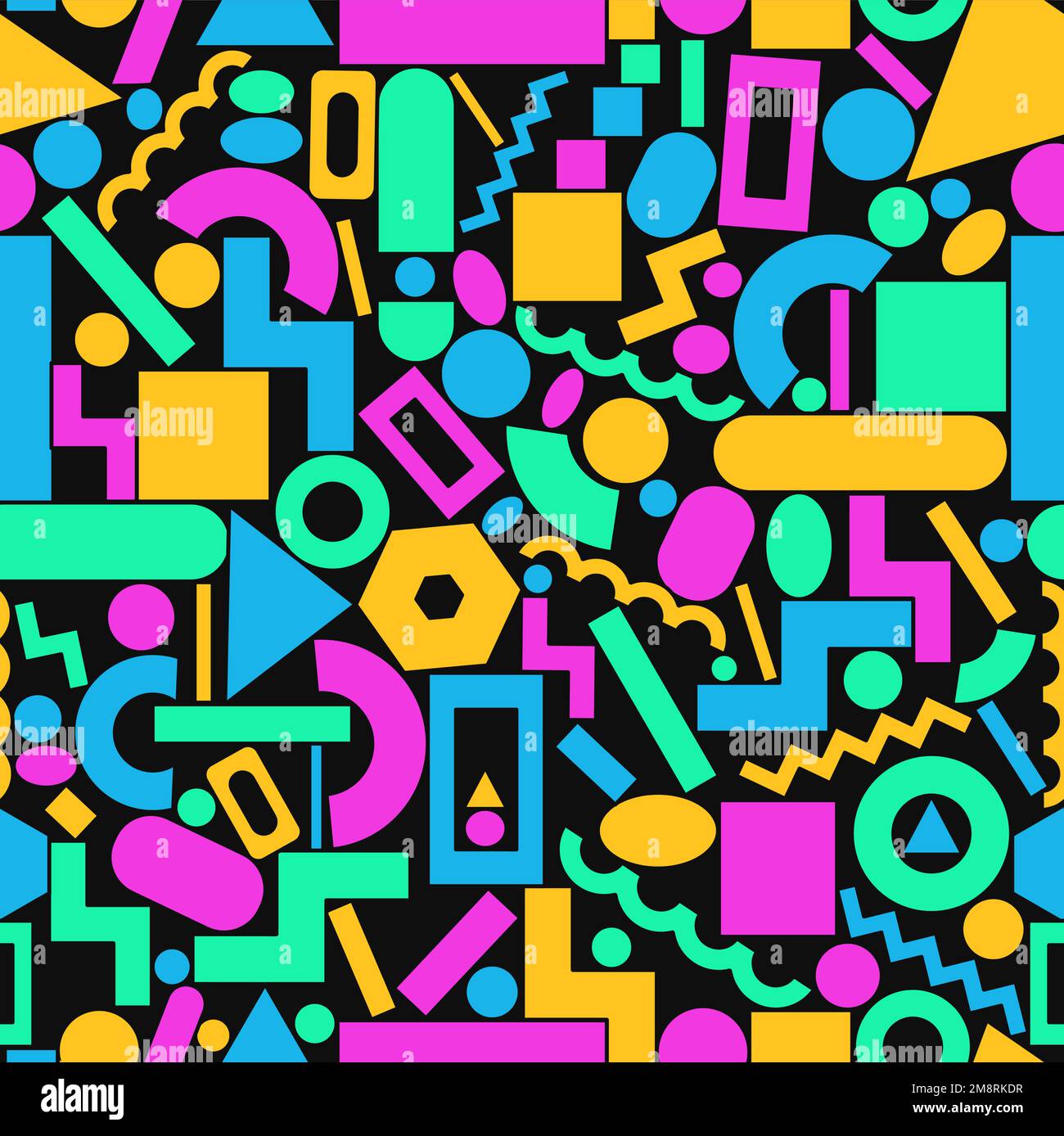 Memphis style geometry figure seamless pattern wallpaper. Vector hand ...