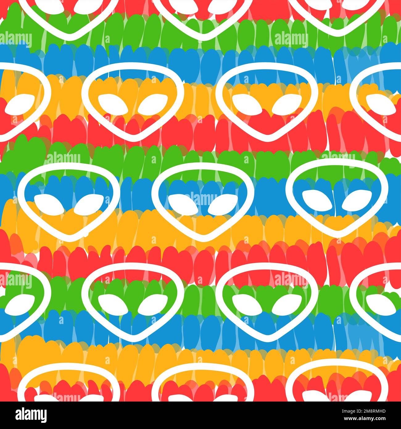 Alien faces,tie dye seamless pattern background.Vector tie dye cartoon ...