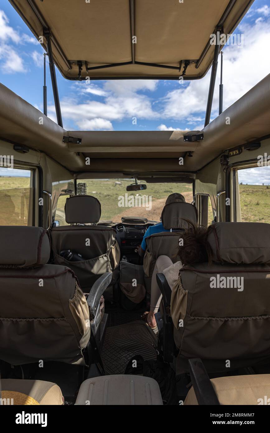 Interior of Safari truck on Safari Stock Photo - Alamy
