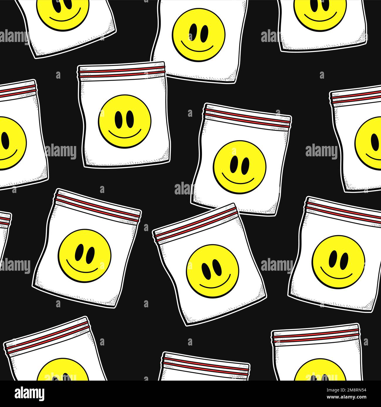 Smile face in plastic zip bag. Vector hand drawn doodle line cartoon ...