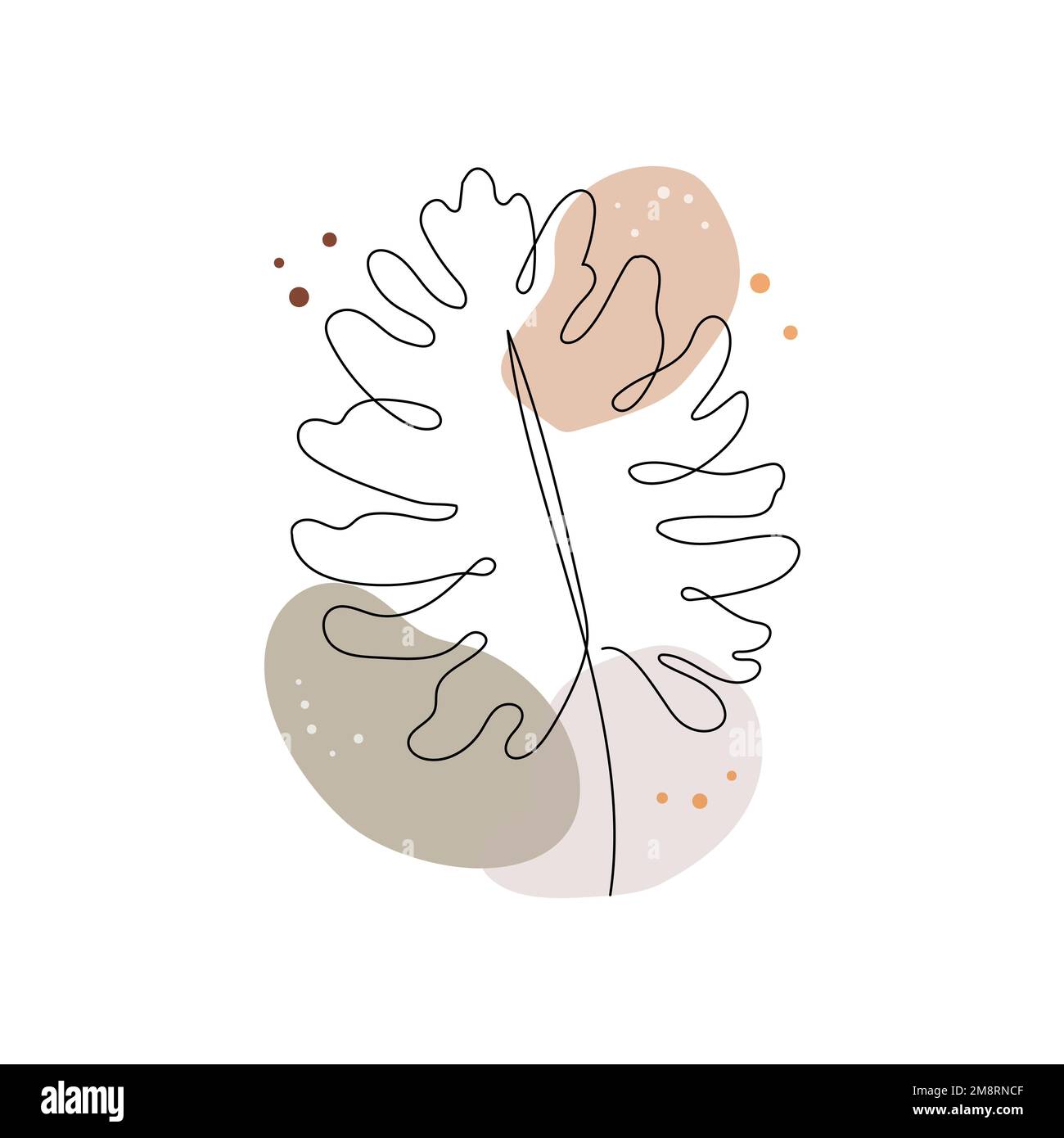 Line art monstera plant leaf. Minimal continuous line monstera foliage ...