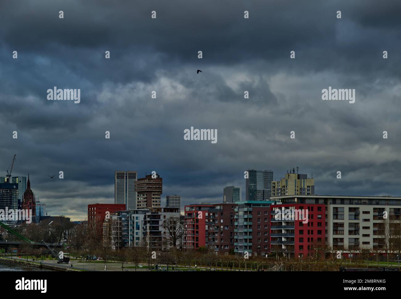 Frankfurt - View from Deutschherrnbrücke (Bridge) at Ostend quarter at ...