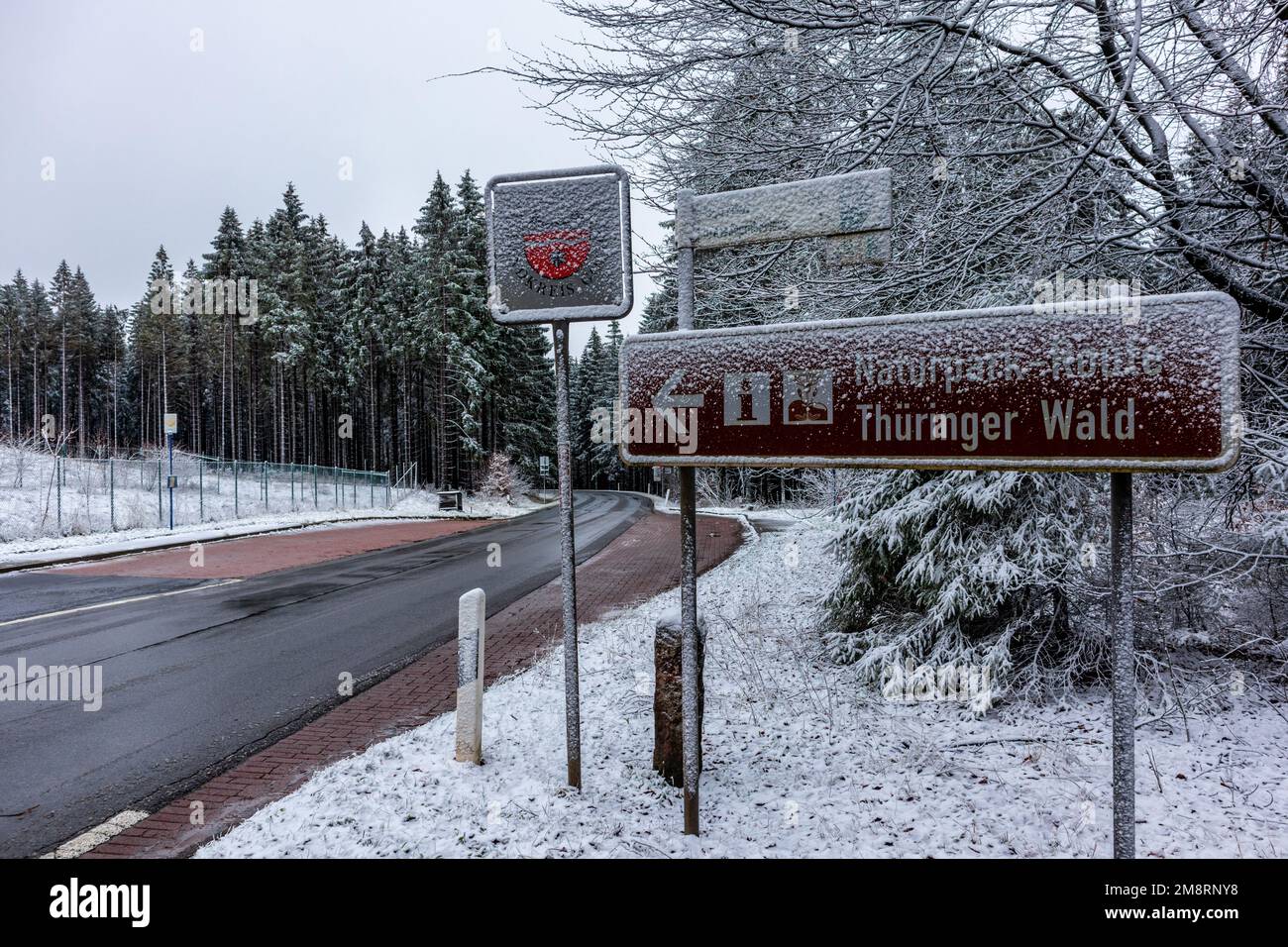 A touch of winter on the heights of the Thuringian Forest near Floh ...
