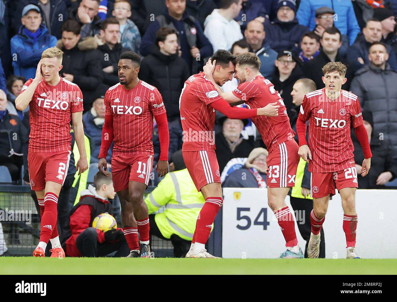Aberdeen’s Bojan Miovski (centre) celebrates scoring their side's first ...