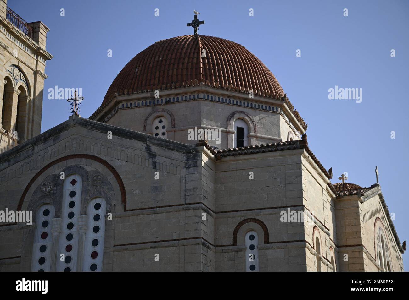 Landscape with scenic view of Panaghitsa a royal church with a large ...