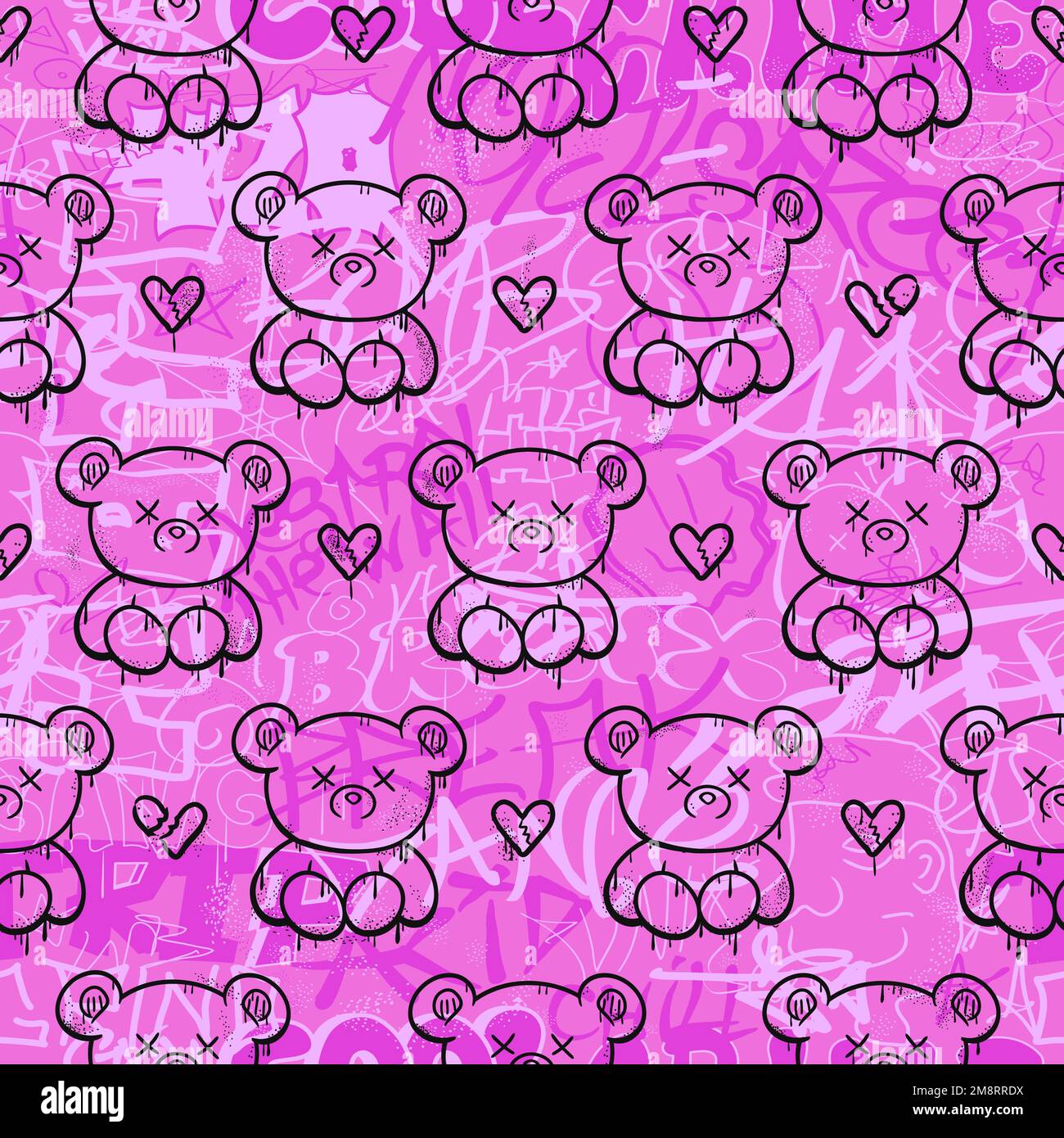 Graffiti and bear seamless pattern wallpaper art.Vector graphic ...