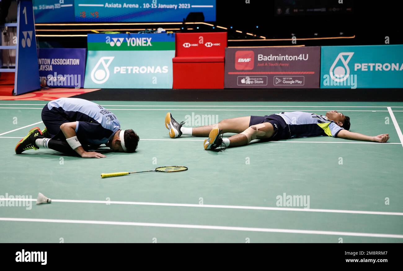 Kuala Lumpur, Malaysia. 15th Jan, 2023. Fajar Alfian (R) and Muhammad ...