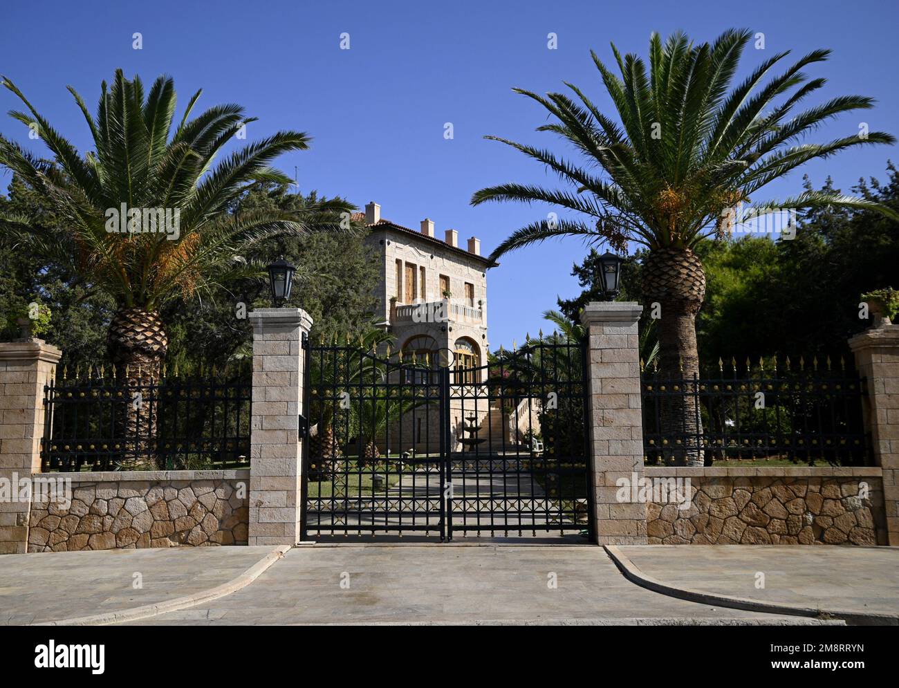 Landscape with scenic view of Villa Saliarelis a Neoclassical estate ...