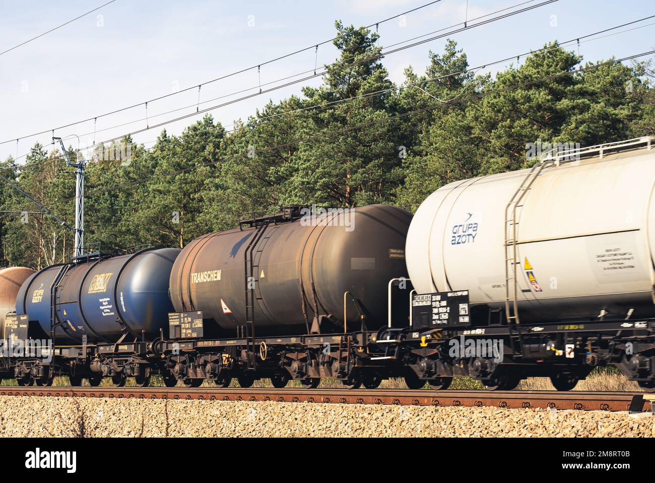 Tanker cars transporting crude oil on the track . High quality photo ...