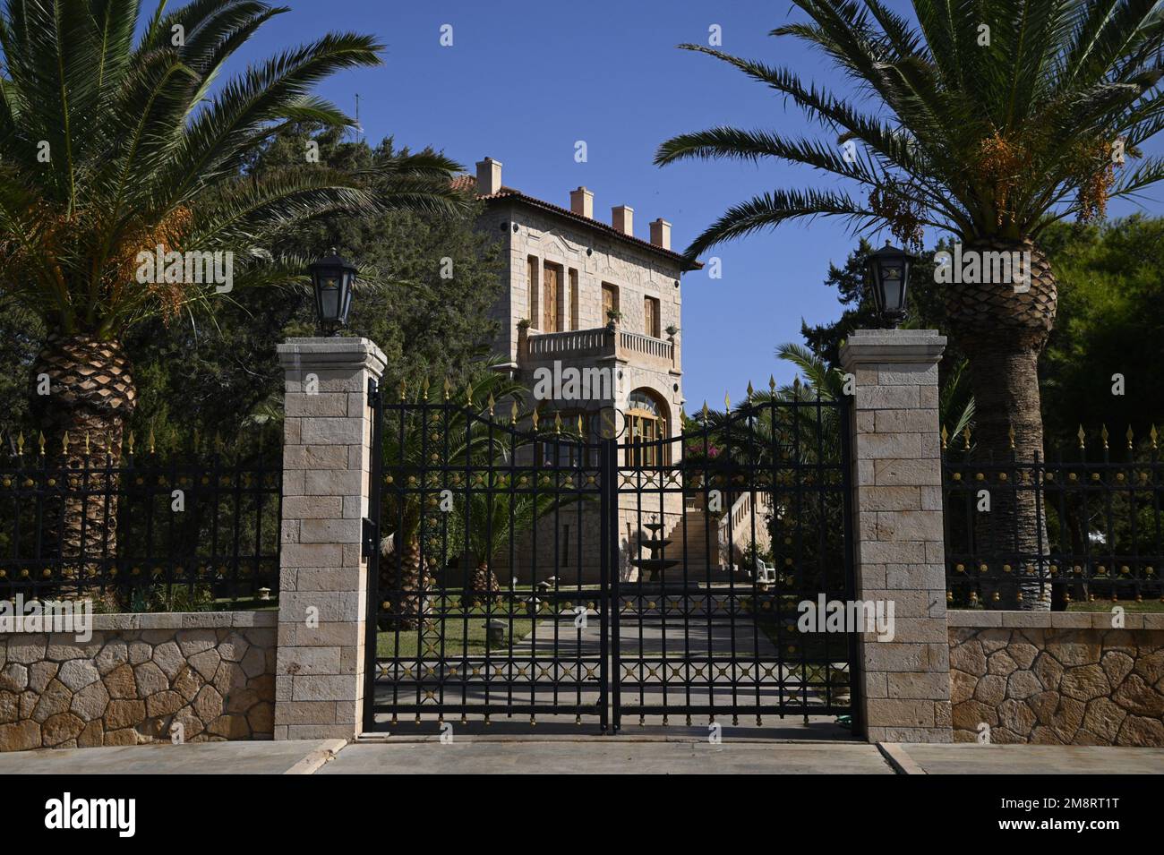 Landscape with scenic view of Villa Saliarelis a Neoclassical estate ...