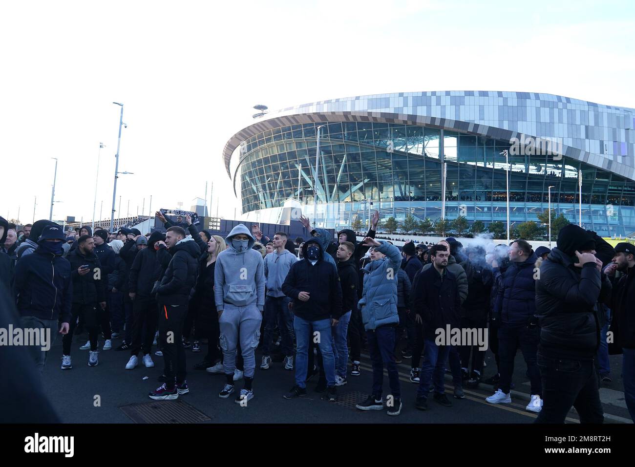 Tottenham Hotspur fans gather outside before the Premier League match ...
