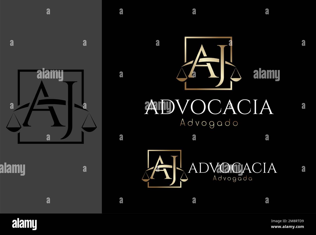 Logomarca, logo Advocacia baseada na letra inicial AJ Stock Vector ...