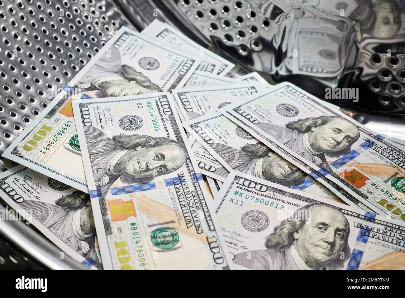 Close-up of washing dollars in machine, money laundering, financial ...