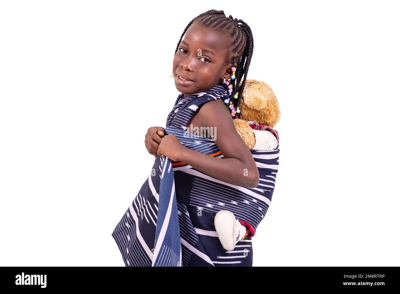 cute little girl wearing traditional african loincloth and carrying her ...