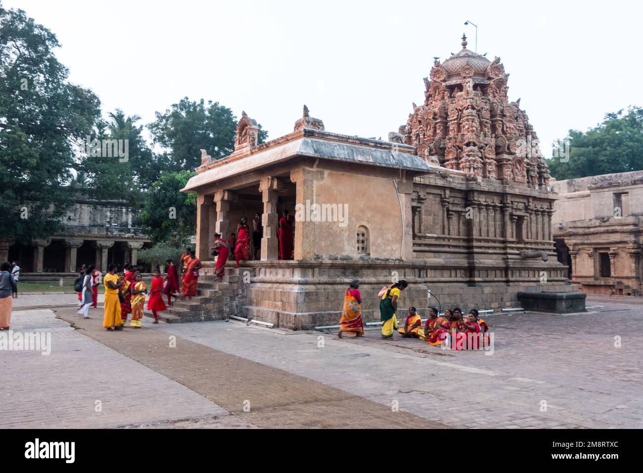 Indian Pilgrims visiting the Ganesh Shrine in Thanjavur Brihadisvara ...