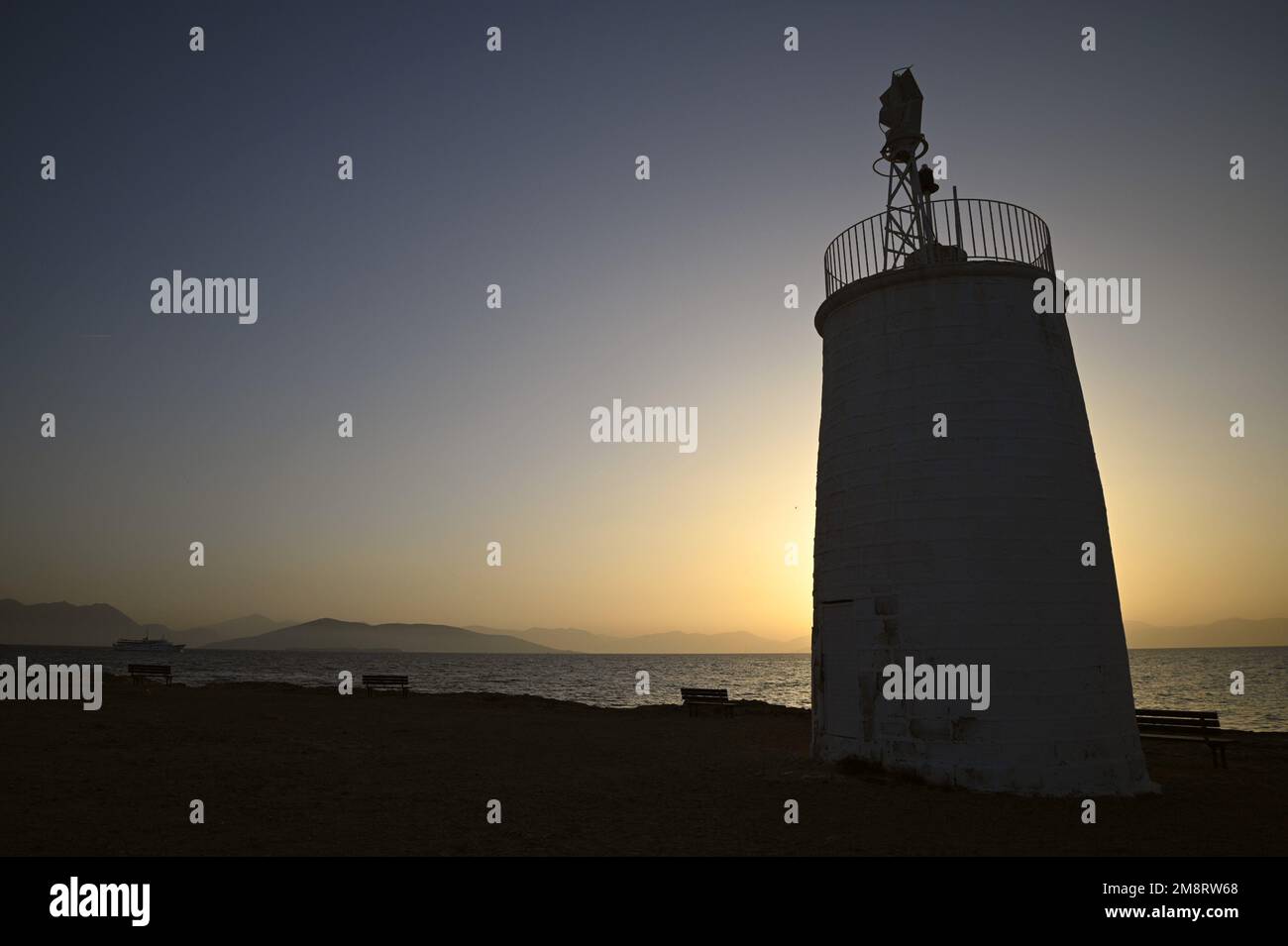 Sunset landscape with scenic view of Bouza's Lighthouse a historic ...