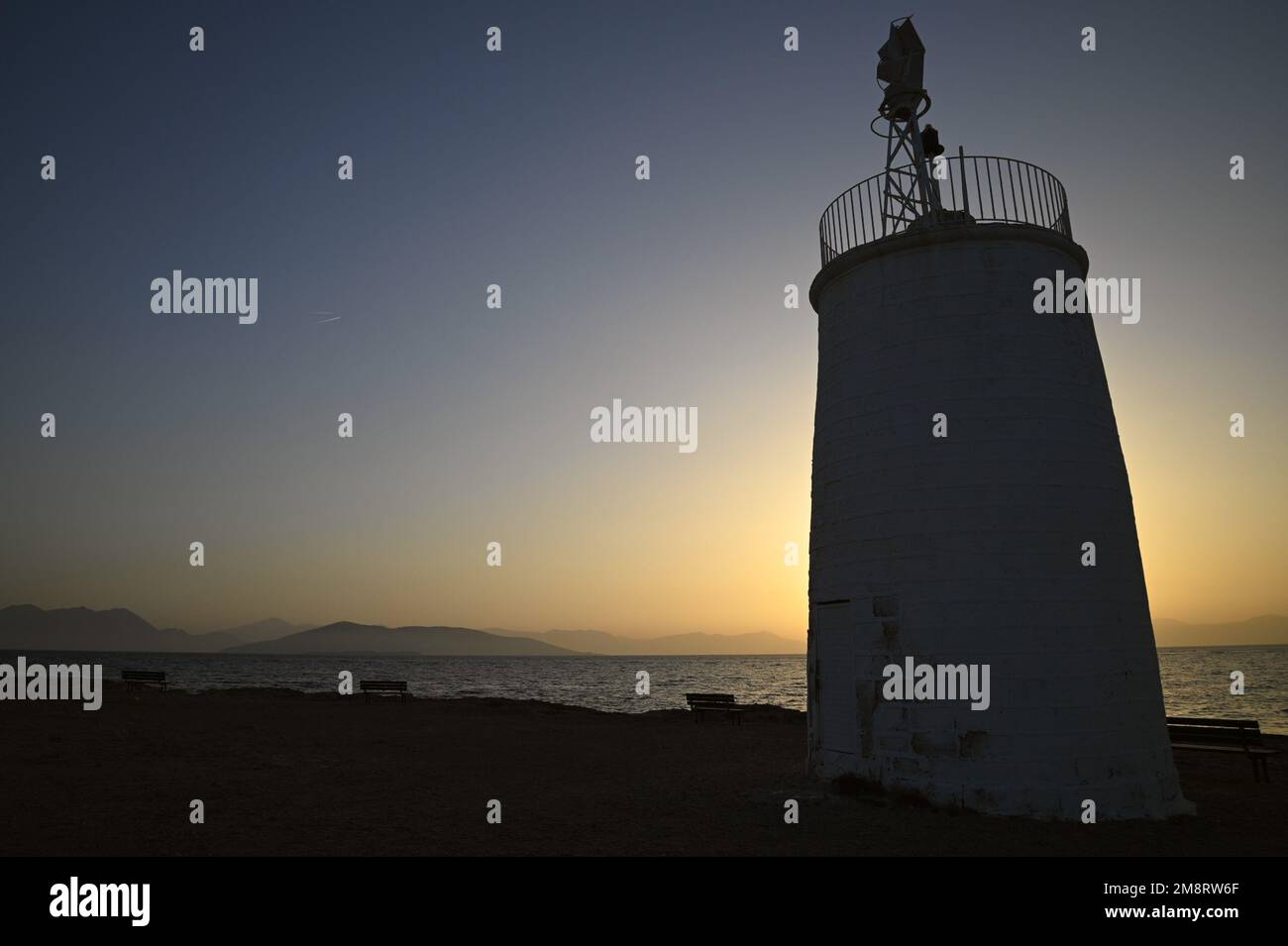 Sunset landscape with scenic view of Bouza's Lighthouse a historic ...