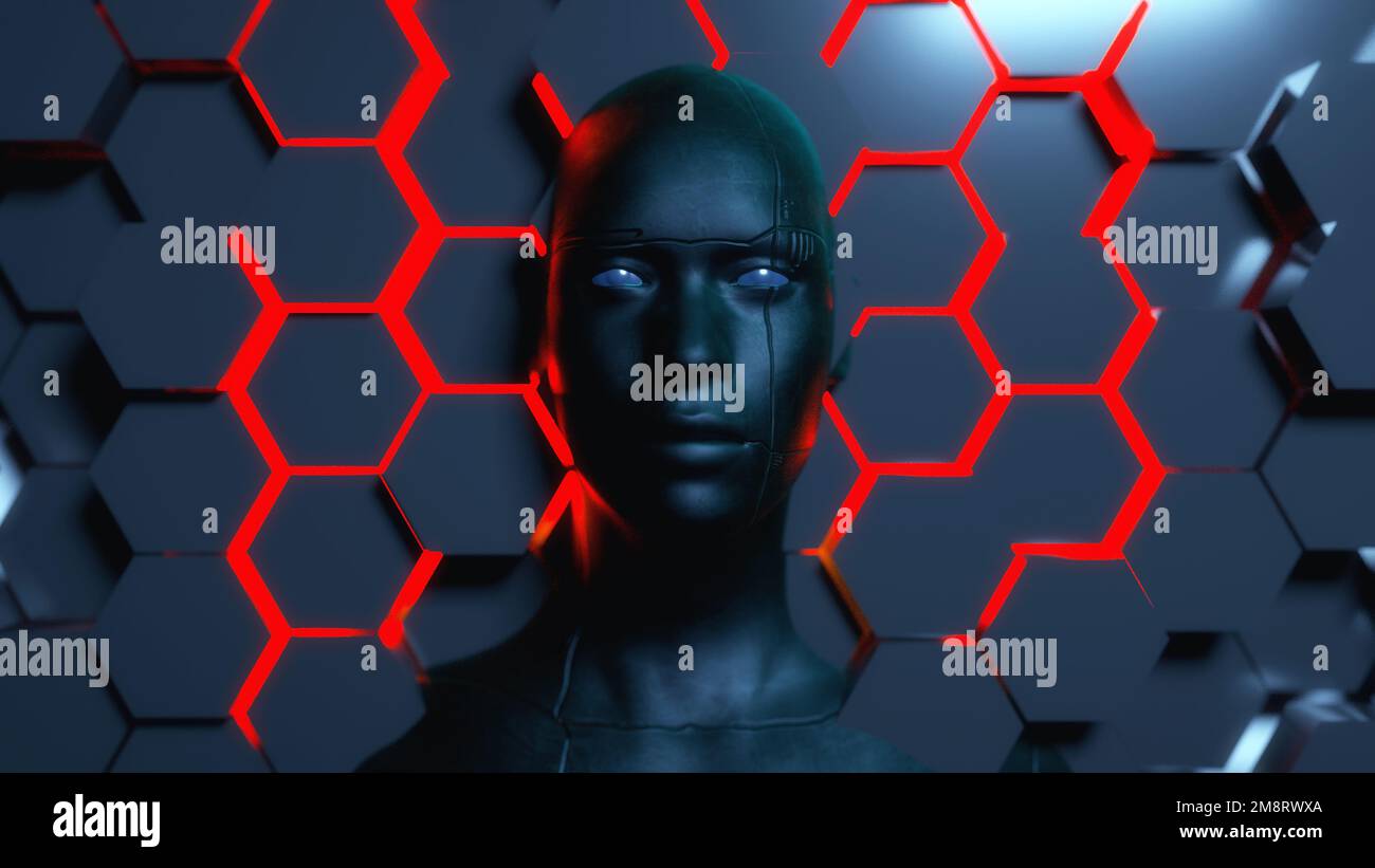 3d render. Head and abstract background Stock Photo - Alamy