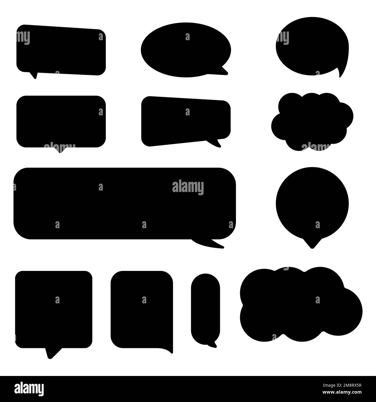 A vector of a set of black speech bubble isolated on the empty white ...